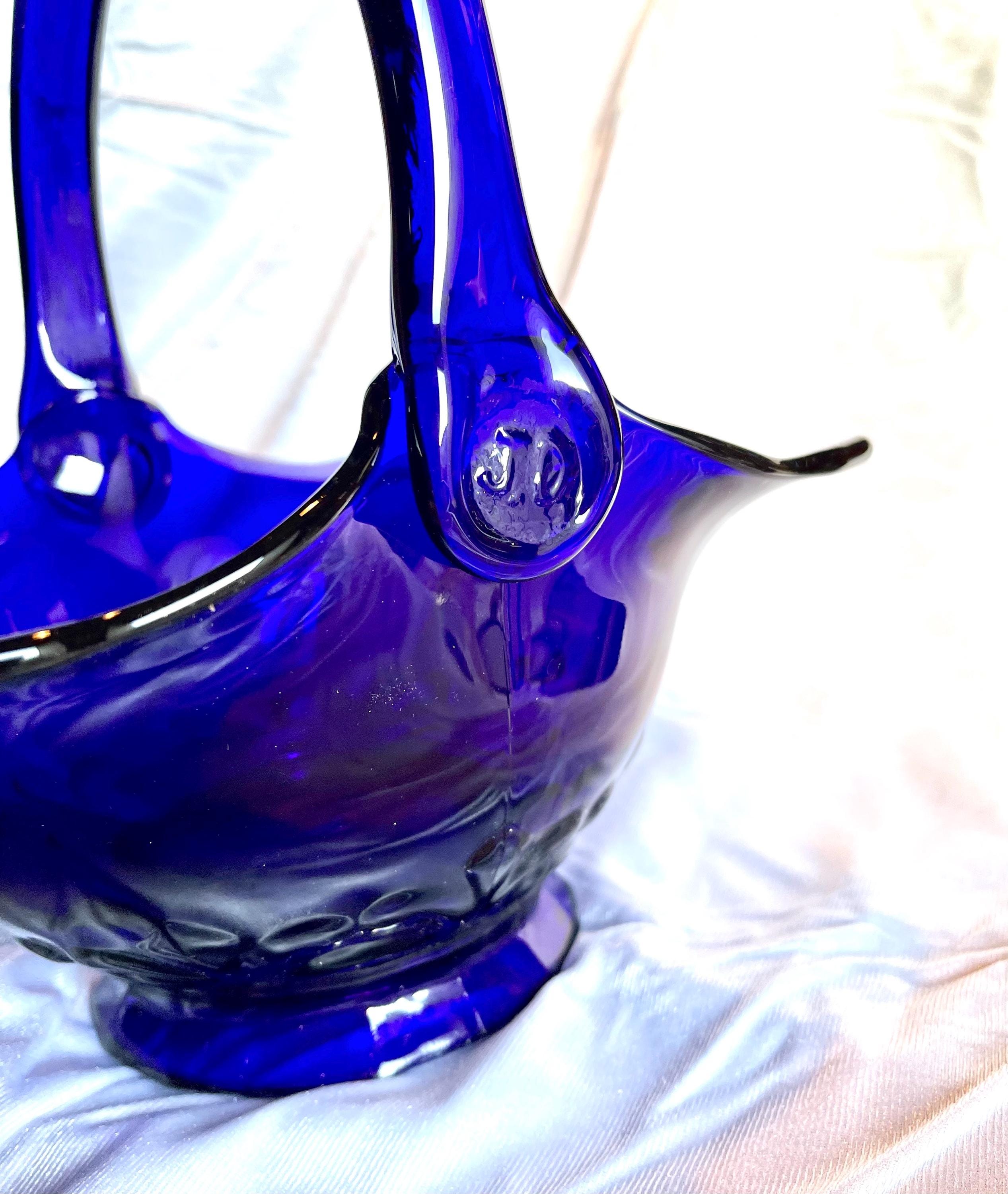 Tiara Indiana Glass Cobalt Blue Basket - Etsy