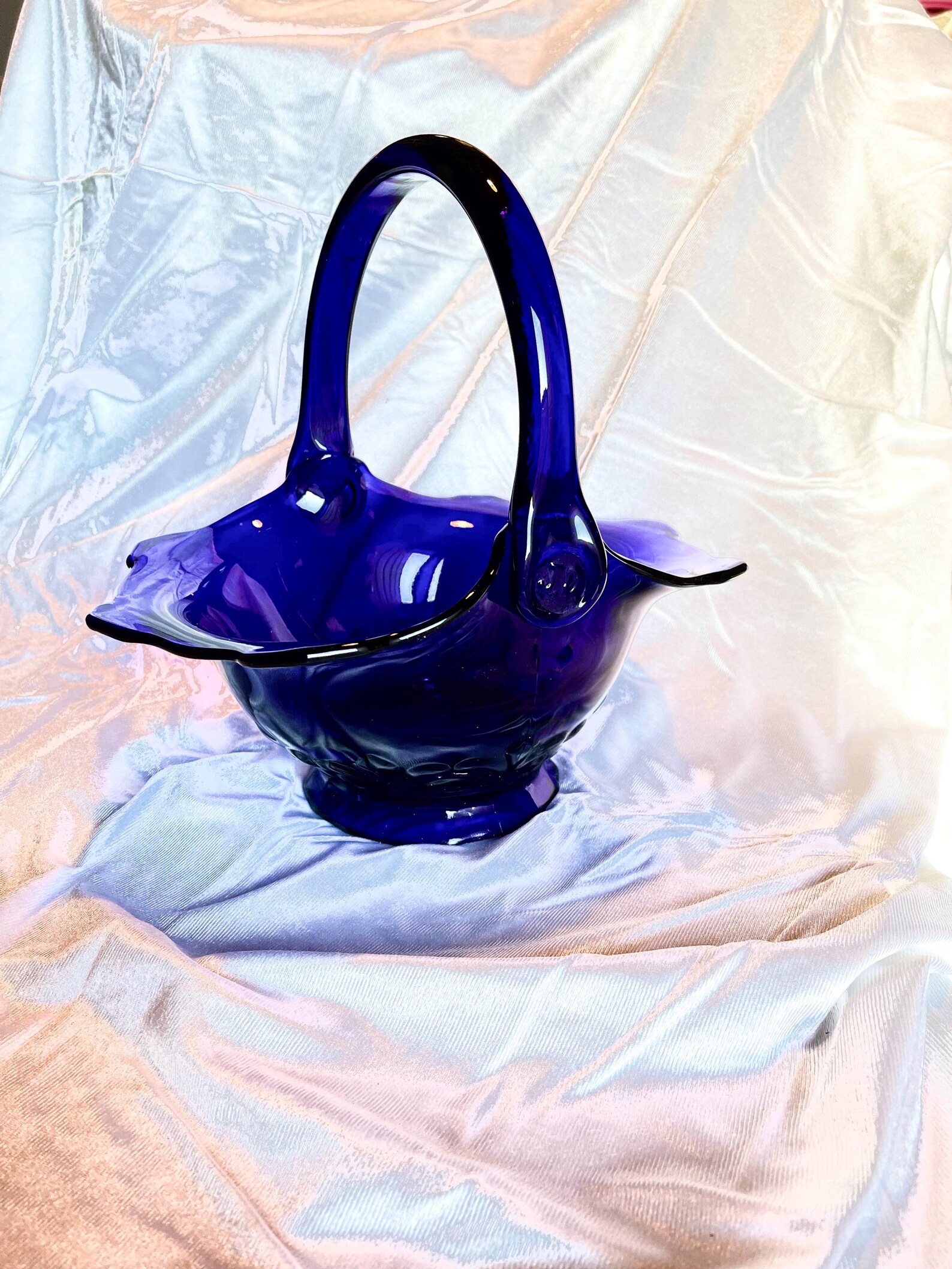 Tiara Indiana Glass Cobalt Blue Basket - Etsy