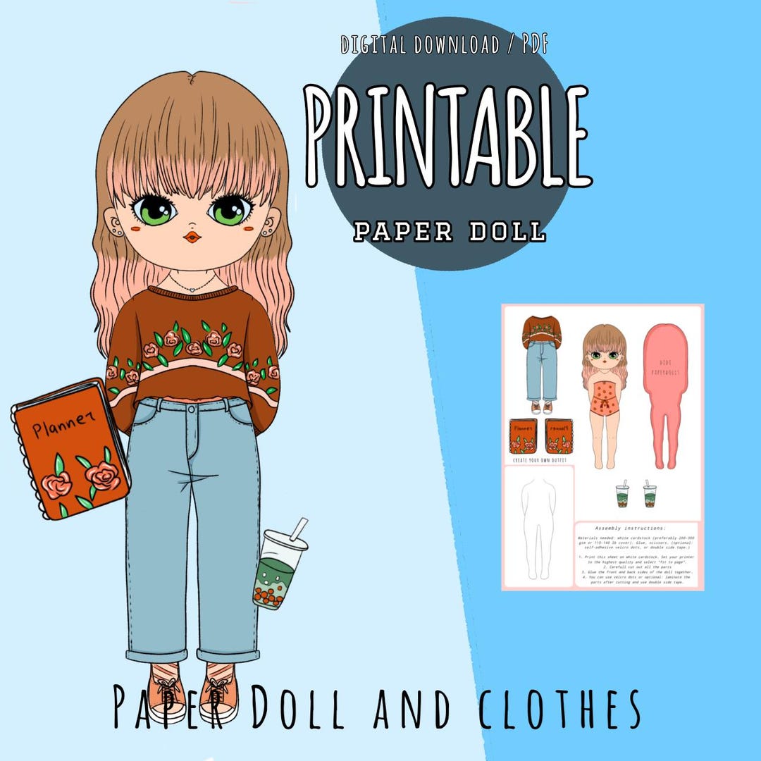 Printable Paper Doll Template, Digital Download, Activities for Kids - Etsy