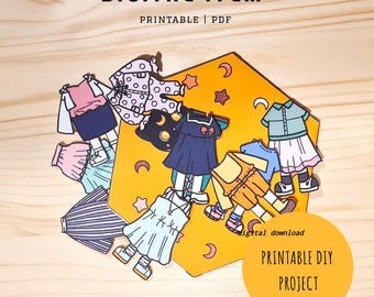 Printable Uncolored Paper Doll Set of Clothes Template, Digital ...