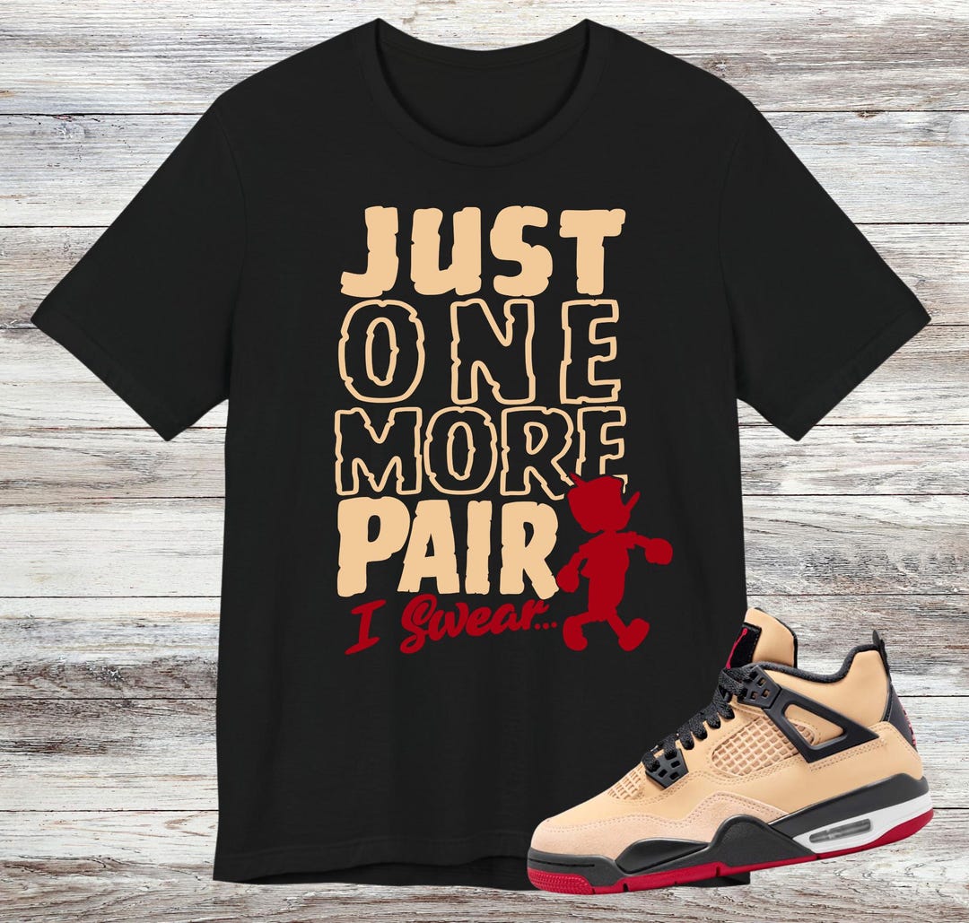 AJ 4 Pizza Sneaker Match Shirts, Black Sesame Fire Red White, Matching ...