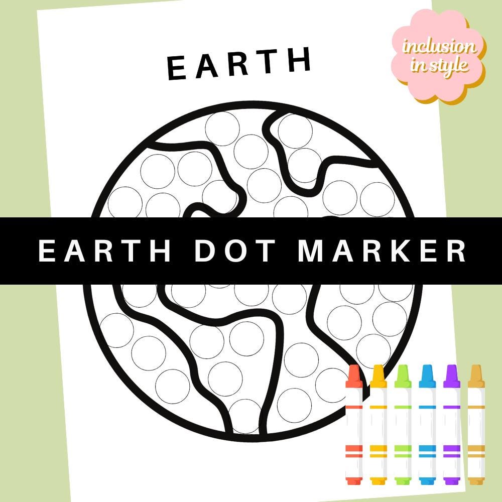 Earth Dot Marker Coloring Page | Planet-themed Fine Motor Activity - Etsy