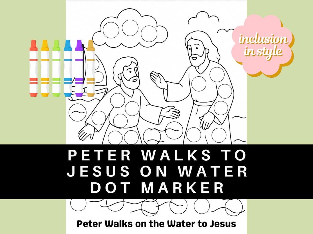 Peter Walks to Jesus on Water Dot Marker Craft | Bible Story Activity ...