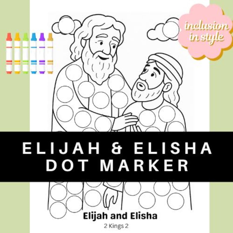 Elijah and Elisha Dot Marker Coloring Page | Bible Story Activity - Etsy