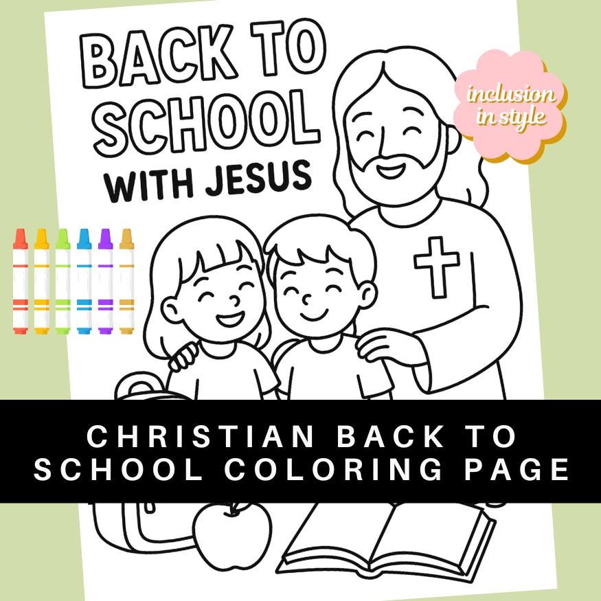 Back to School With Jesus Christian Coloring Page - Etsy