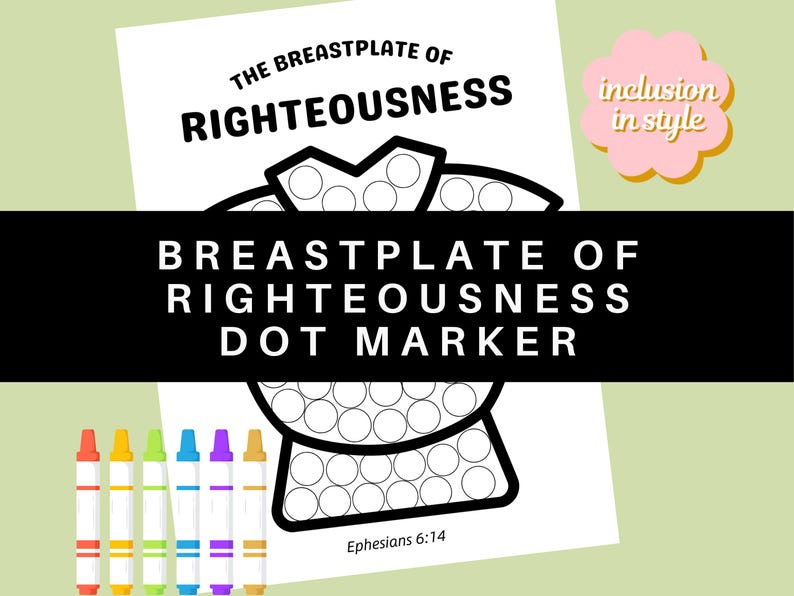 Breastplate of Righteousness Bible Dot Marker Sunday School Church ...