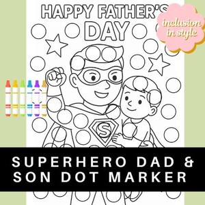Superhero Dad and Son Dot Marker Coloring Page | Father’s Day Printable ...