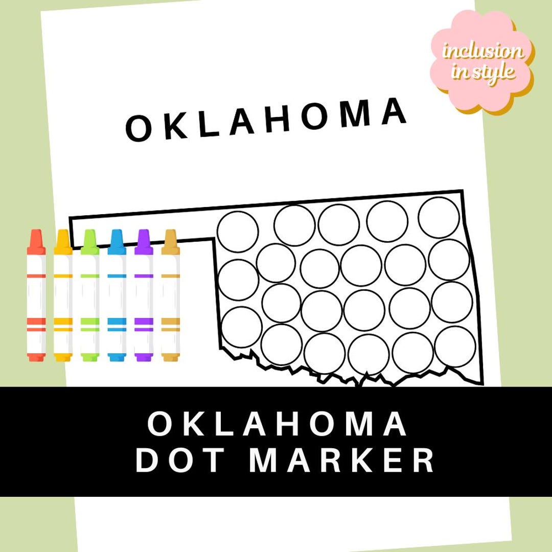 Oklahoma Dot Marker Coloring Page | State-themed Fine Motor Activity ...