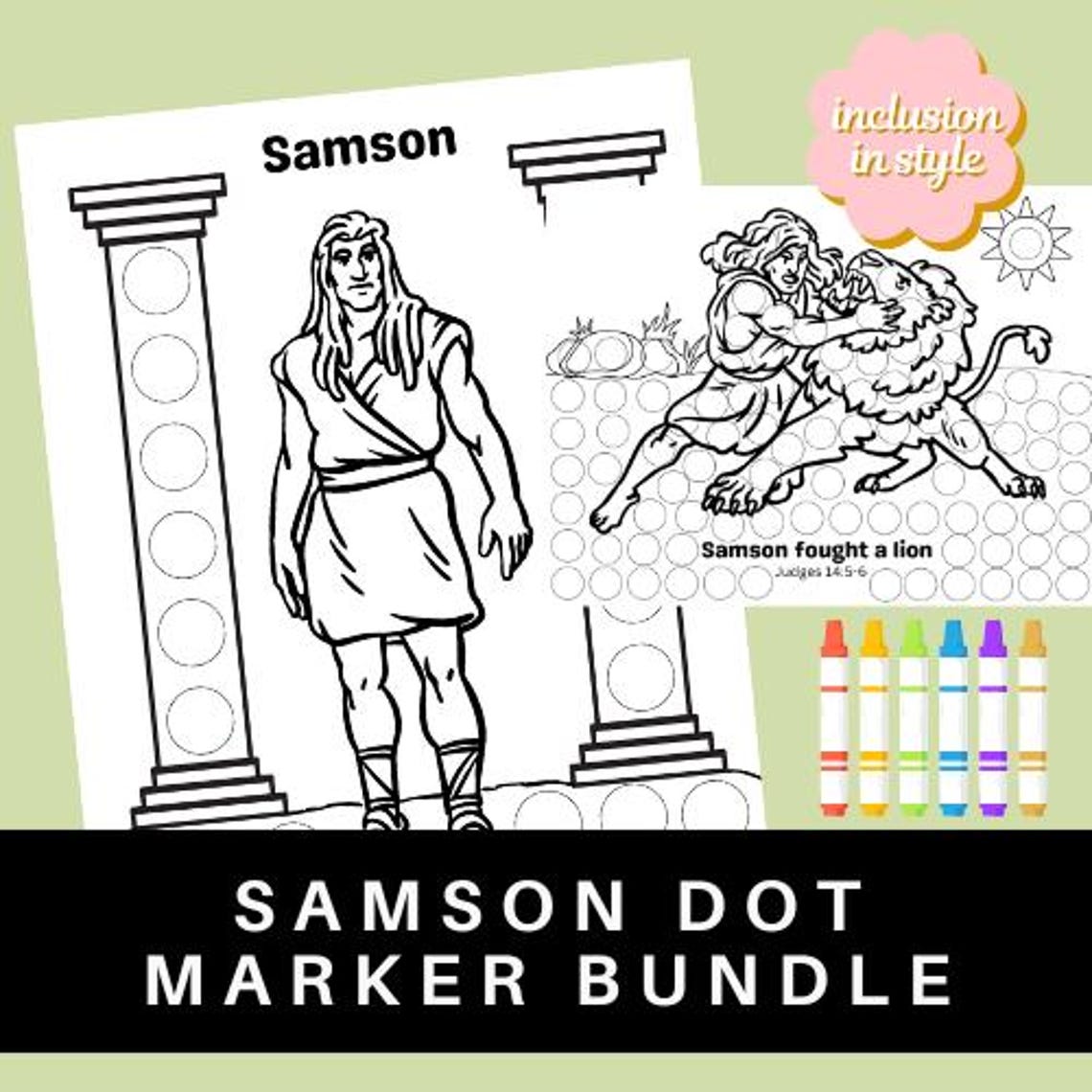 Samson Dot Marker Bundle | Bible Story Church Crafts - Etsy