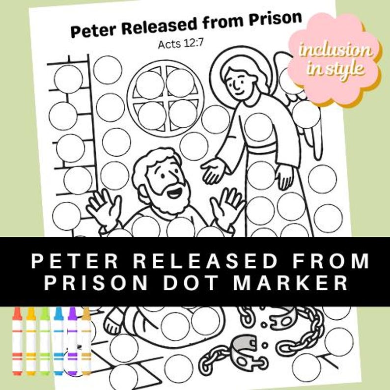 Peter Released From Prison Dot Marker Page | Bible Story Activity for ...
