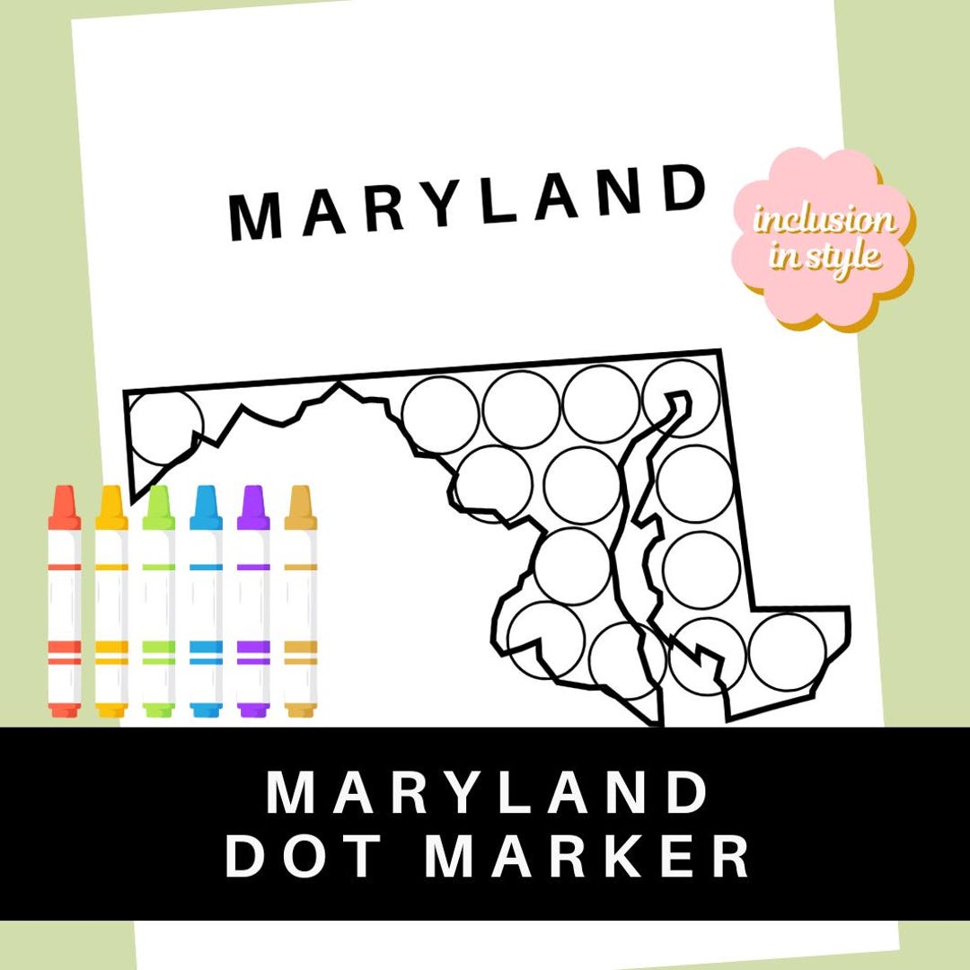 Maryland Dot Marker Coloring Page | State-themed Fine Motor Activity - Etsy