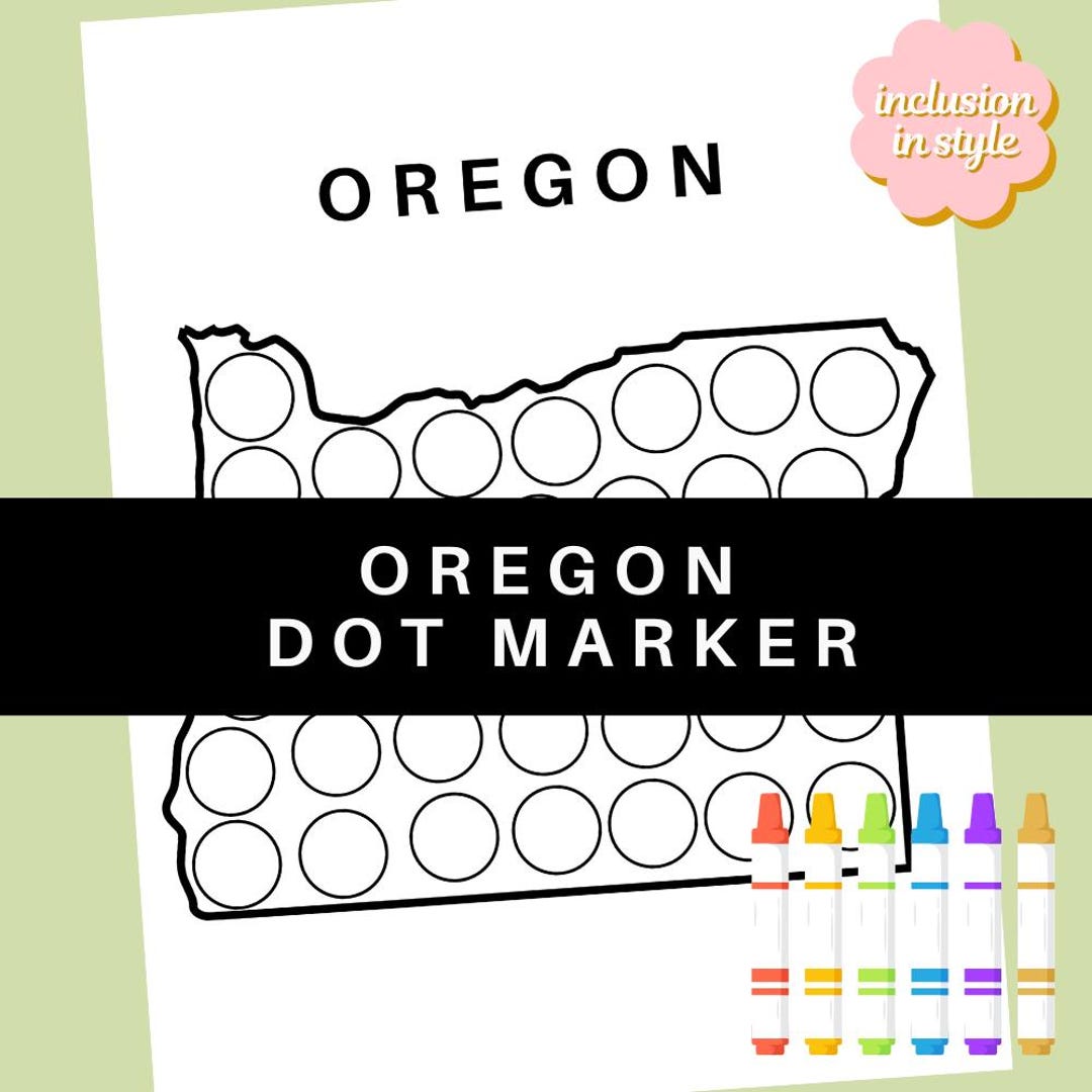 Oregon Dot Marker Coloring Page | State-themed Fine Motor Activity - Etsy