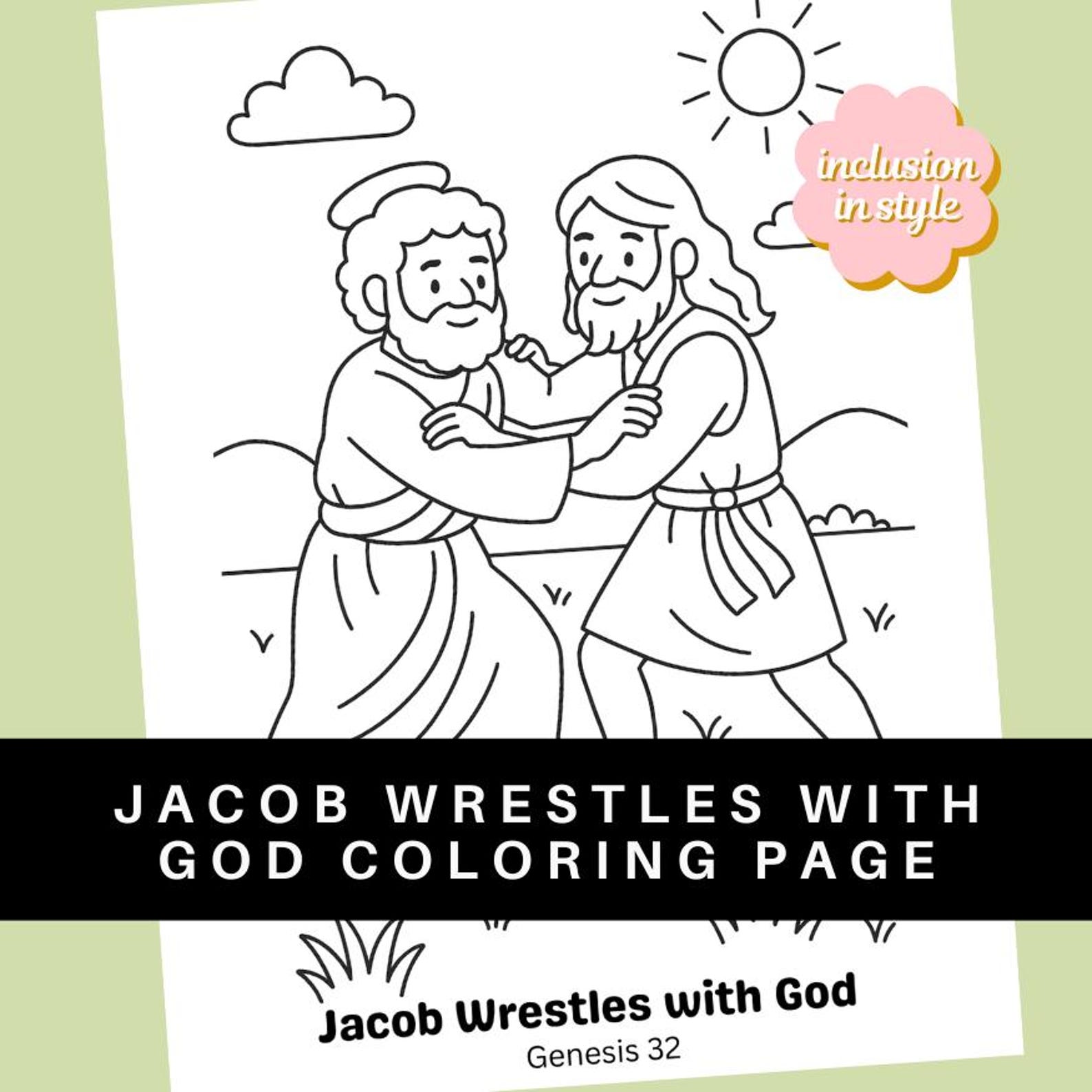 Jacob Wrestles With God Bible Coloring Page | Church Christian ...