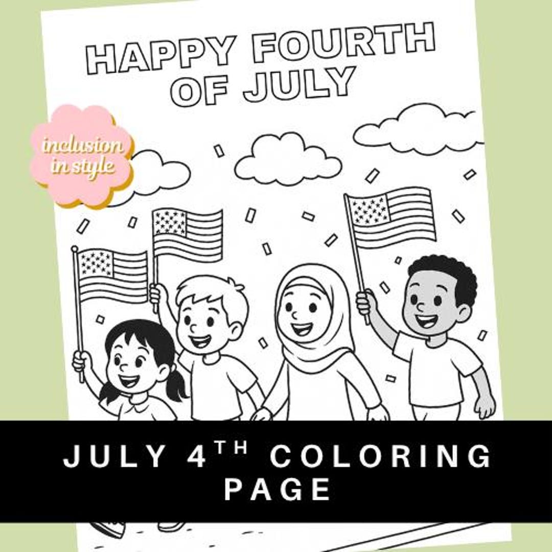 July 4th Parade Coloring Page | Patriotic Printable Independence Day - Etsy