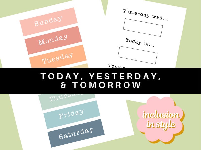 Yesterday Today Tomorrow Retro Pastel Classroom Calendar Printable ...