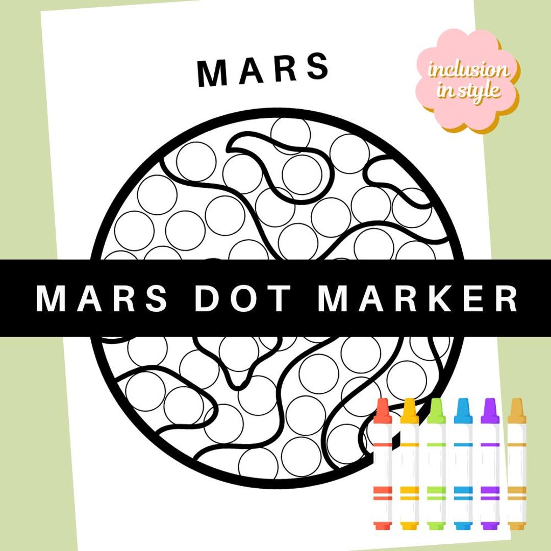 Mars Dot Marker Coloring Page | Planet-themed Fine Motor Activity ...