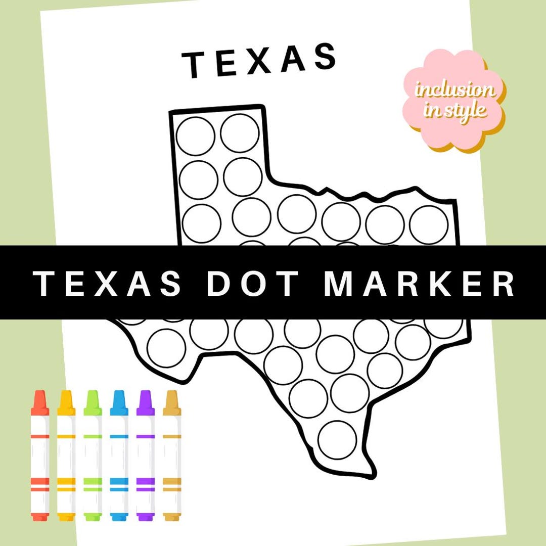 Texas Dot Marker Coloring Page | State-themed Fine Motor Activity - Etsy