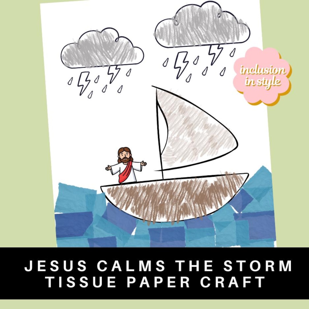 Jesus Calms the Storm Tissue Paper Craft | Bible Story Sunday School - Etsy