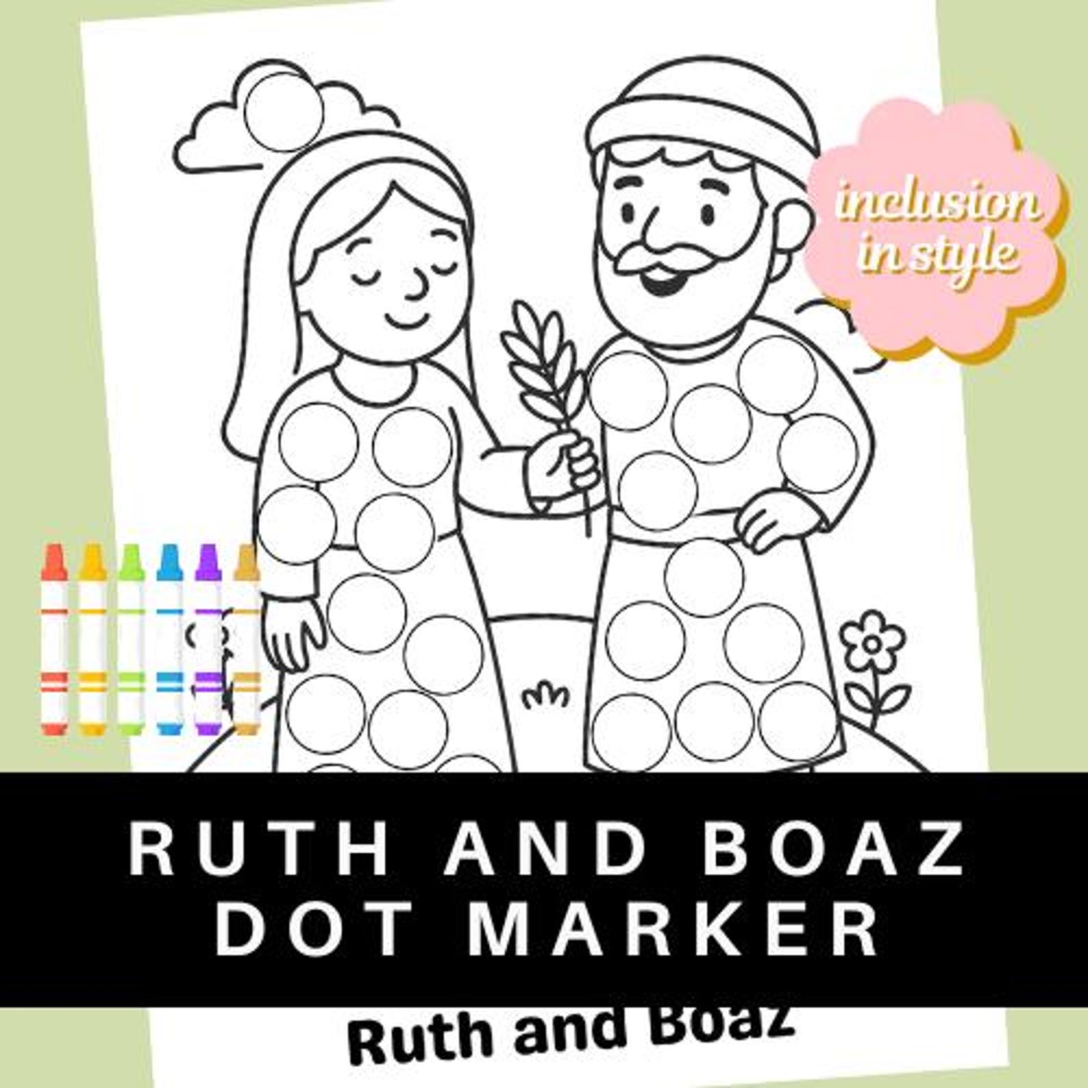 Ruth and Boaz Dot Marker Coloring Page | Bible Activity Craft - Etsy