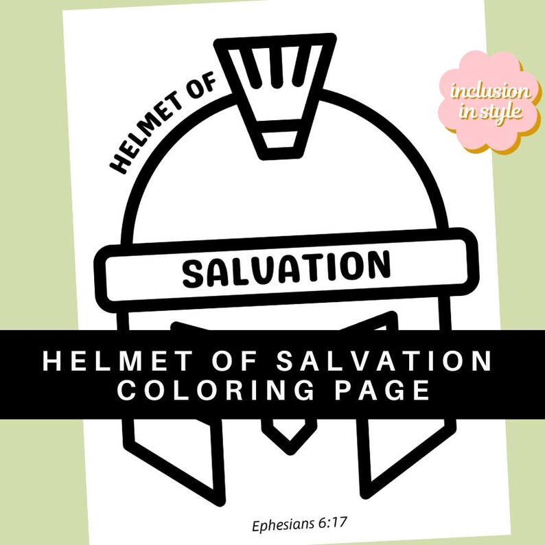 Helmet of Salvation Coloring Page | Armor of God Church Craft - Etsy