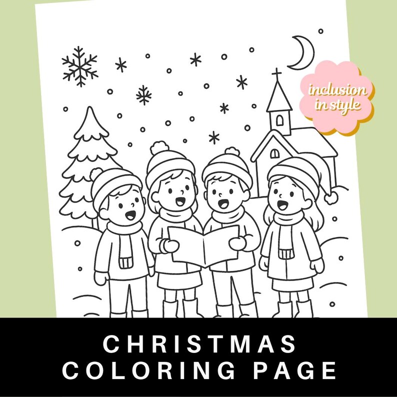 Christmas Caroling Coloring Page | Bible Activity - Etsy