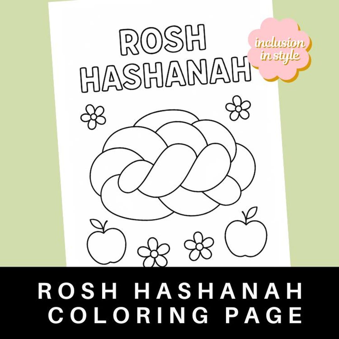 Rosh Hashanah Coloring Page | Challah Bread With Apples - Etsy Australia
