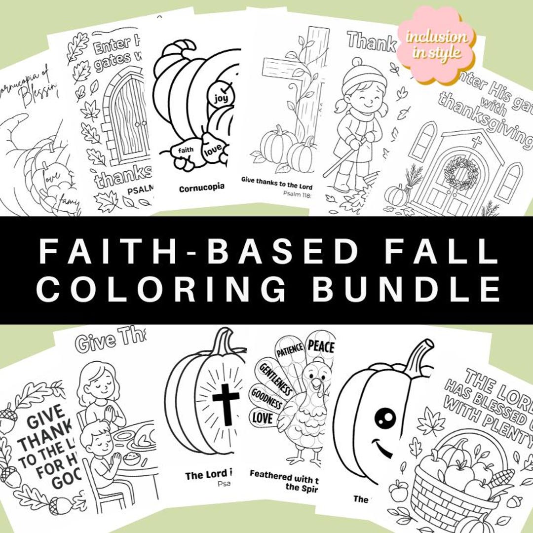 Fall Christian Coloring Pages Mega Bundle | Thanksgiving Bible Verse ...