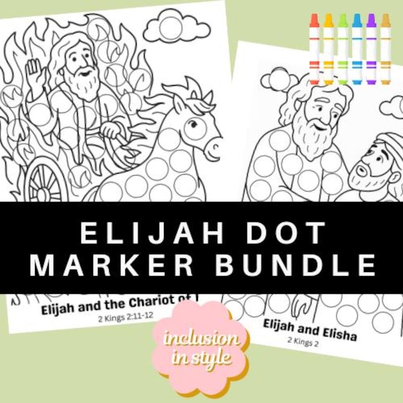 Elijah Bible Story Dot Marker Coloring Pages BUNDLE | Elijah & Elisha ...