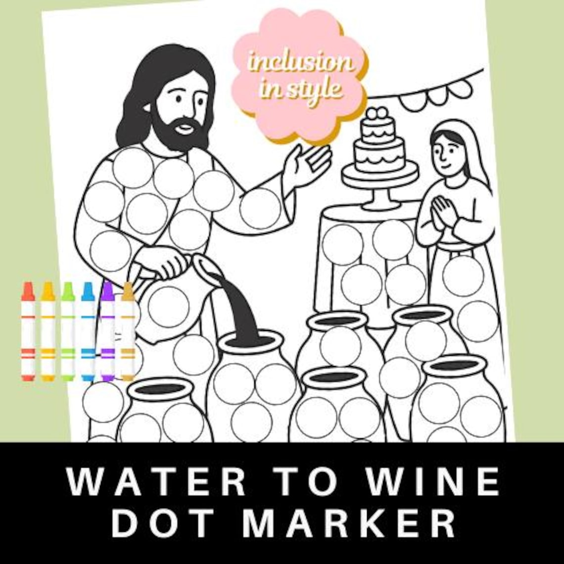 Jesus Turns Water Into Wine Dot Marker Bible Coloring Page | John 2:1 ...