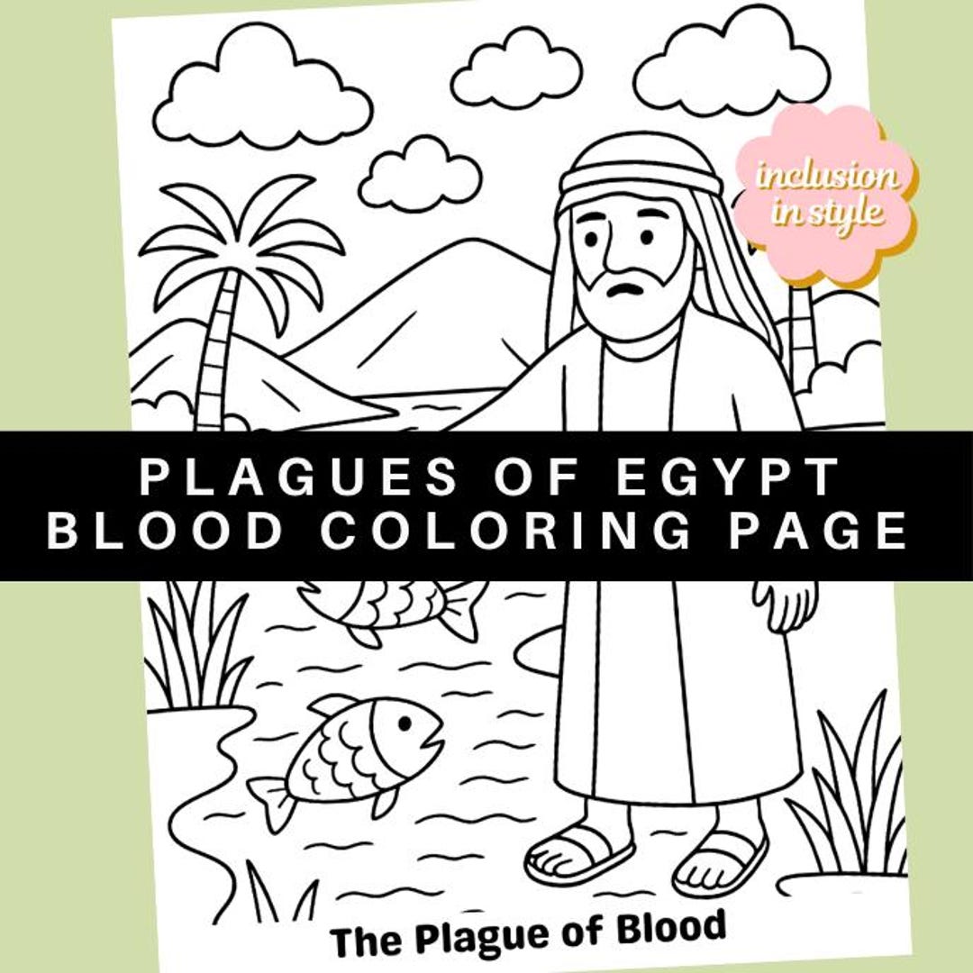Plague of Blood Coloring Page | the Ten Plagues of Egypt Exodus Bible ...