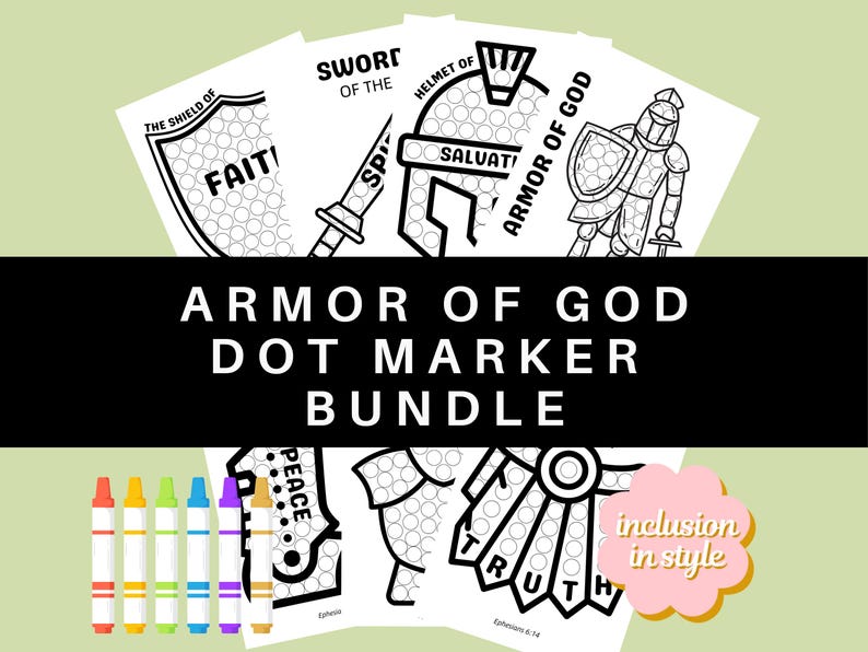Armor of God Bible Dot Marker Sunday School Church Craft FULL BUNDLE - Etsy