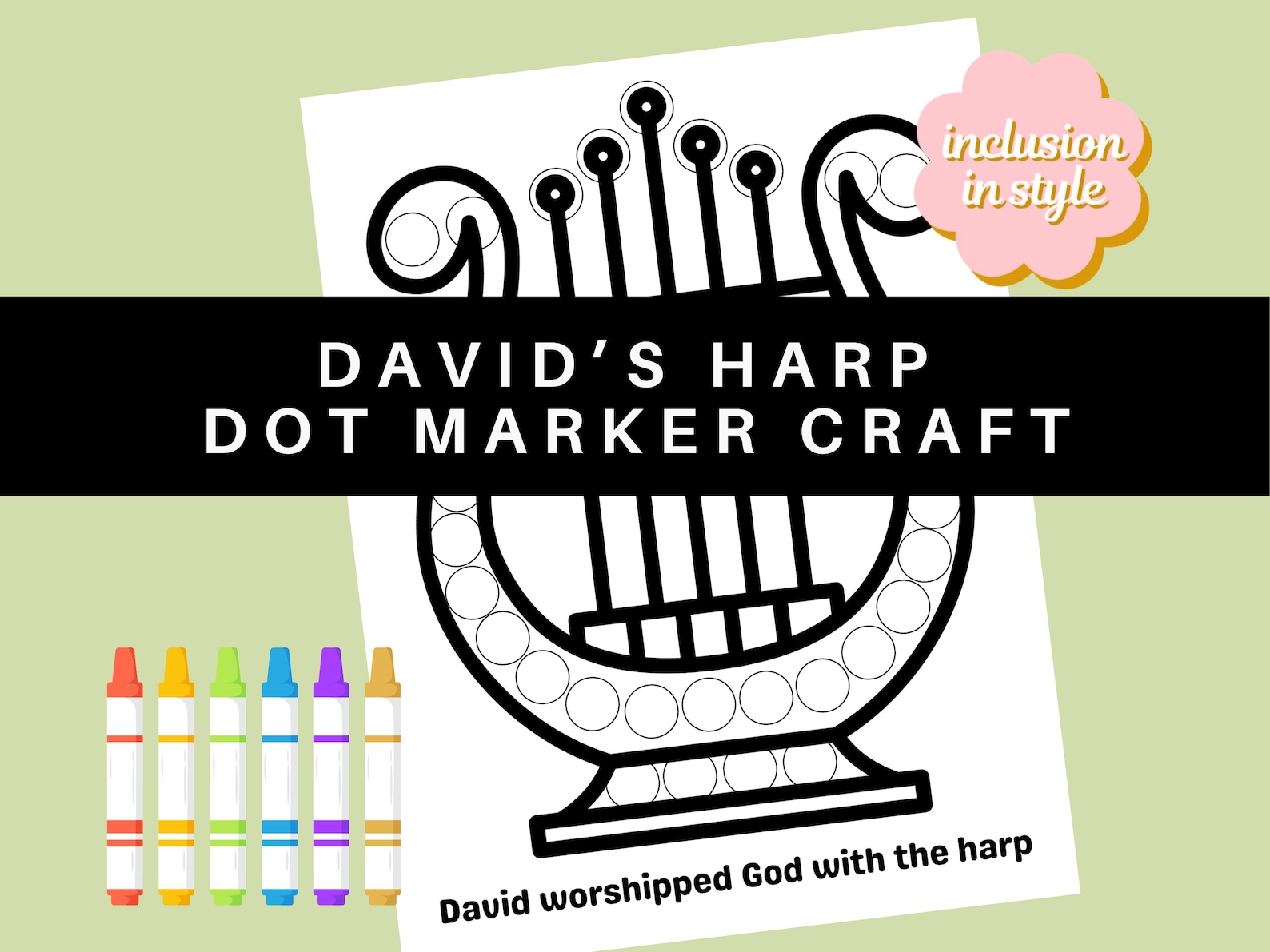 David's Harp Worship Bible Dot Marker Sunday School Church Craft - Etsy