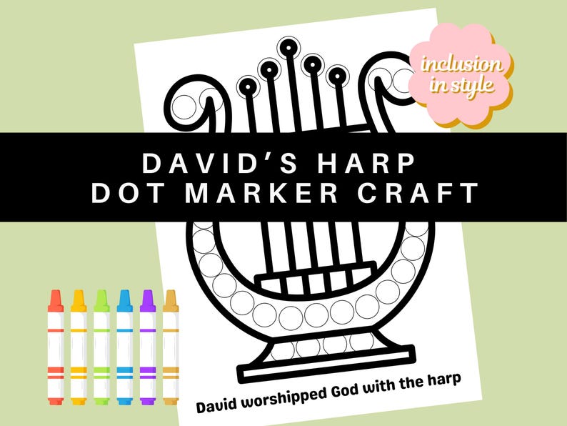 David's Harp Worship Bible Dot Marker Sunday School Church Craft - Etsy