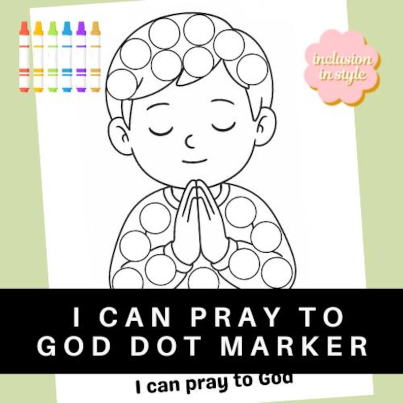 Dot Marker Coloring Page | I Can Pray to God | Prayer Activity for Kids ...