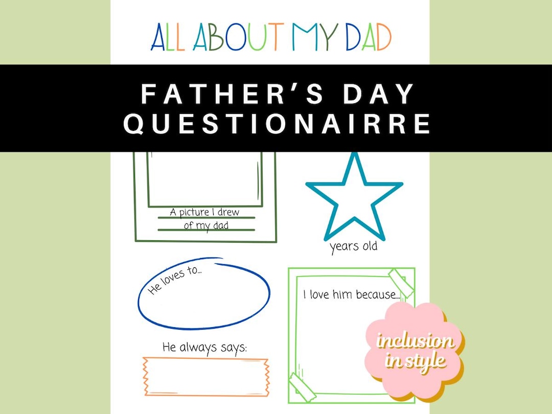 All About My Dad Father's Day Questionnaire Interview Writing Activity ...