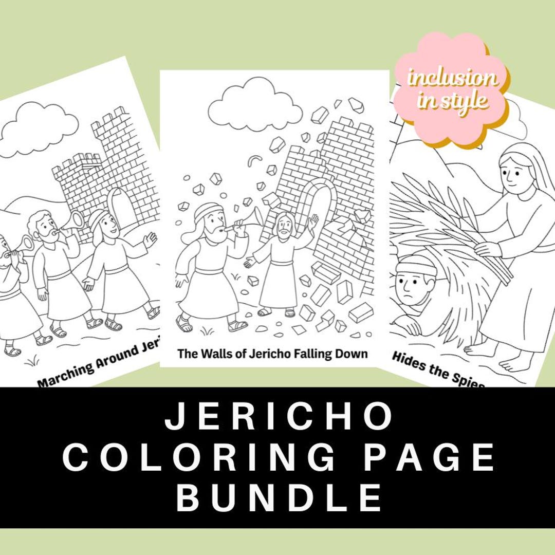 Jericho Bible Story Coloring Page Bundle | Joshua, Rahab Spies, Walls ...