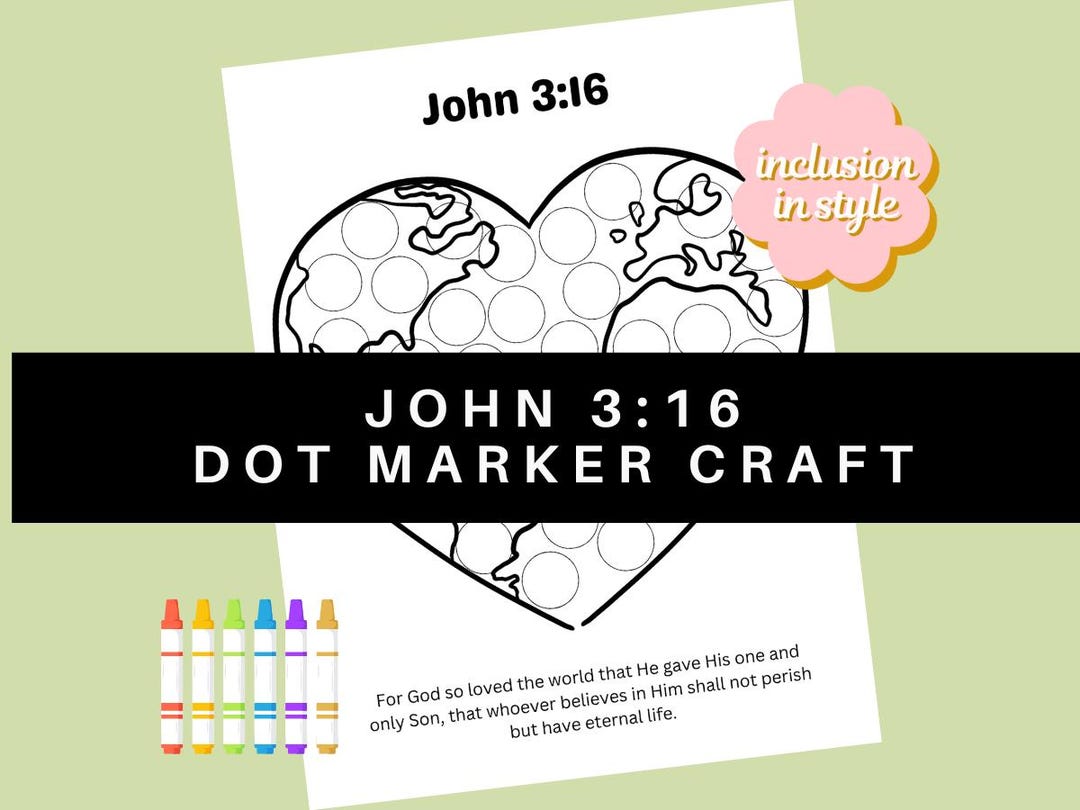 John 3:16 Bible Dot Marker Sunday School Church Craft - Etsy