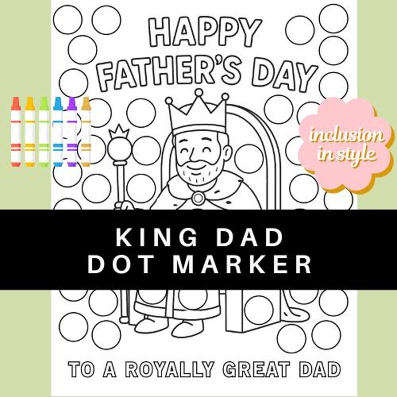 King Dad Father's Day Dot Marker Coloring Page - Etsy