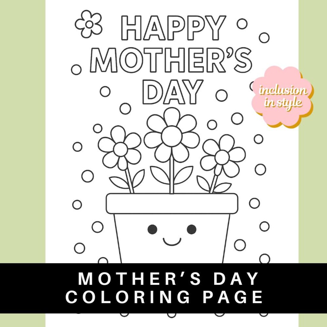 Mother’s Day Coloring Page | Smiling Flower Pot | Printable Mother’s ...