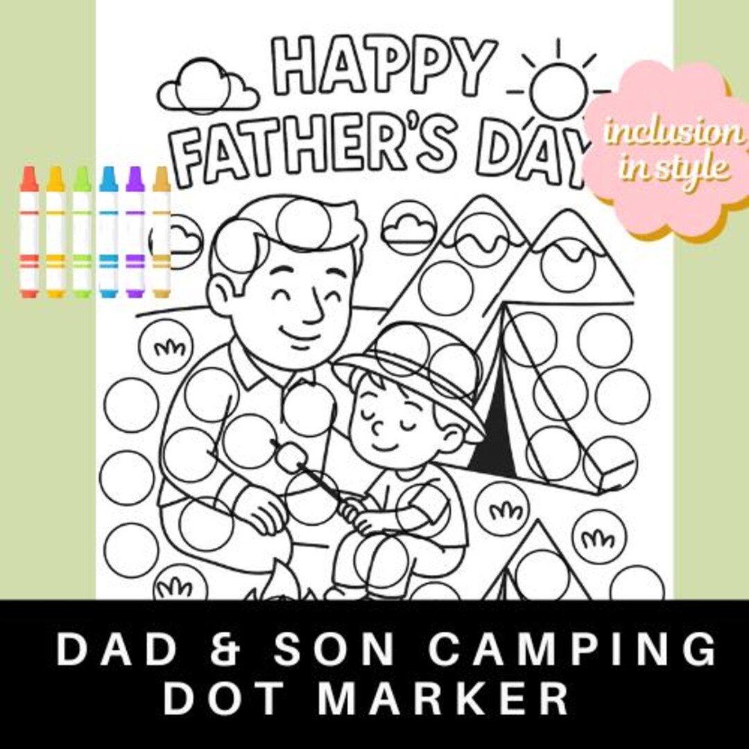 Father's Day Dot Marker Page: Dad & Son Camping - Etsy