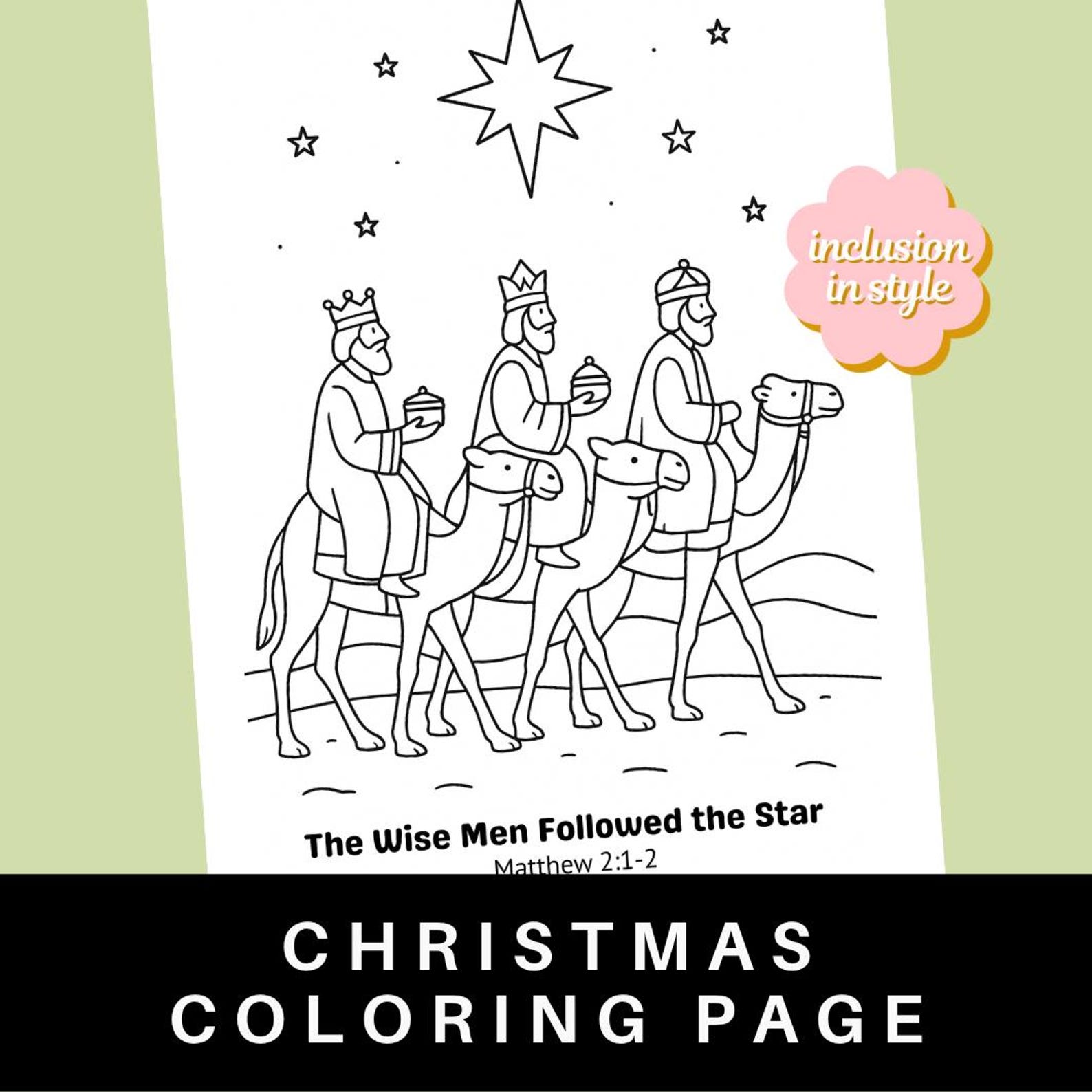 Wise Men Followed the Star Christmas Coloring Page | Three Kings ...