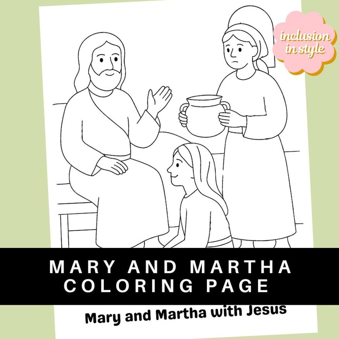 Mary and Martha With Jesus Coloring Page | Bible Story Sunday School ...