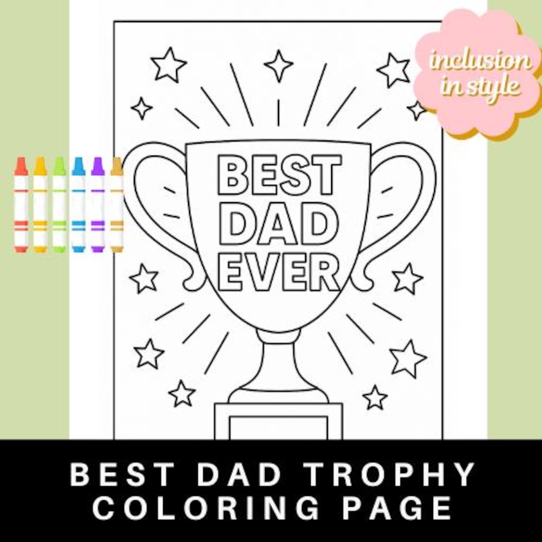 Father's Day Best Dad Ever Trophy Coloring Page - Etsy