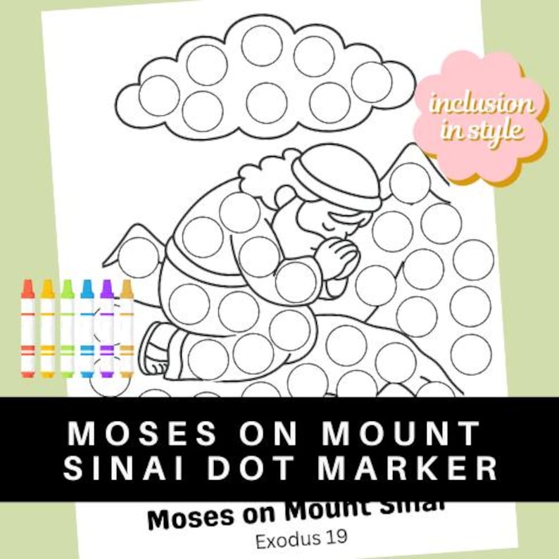 Moses on Mount Sinai Bible Dot Marker Coloring Page | Exodus Craft - Etsy