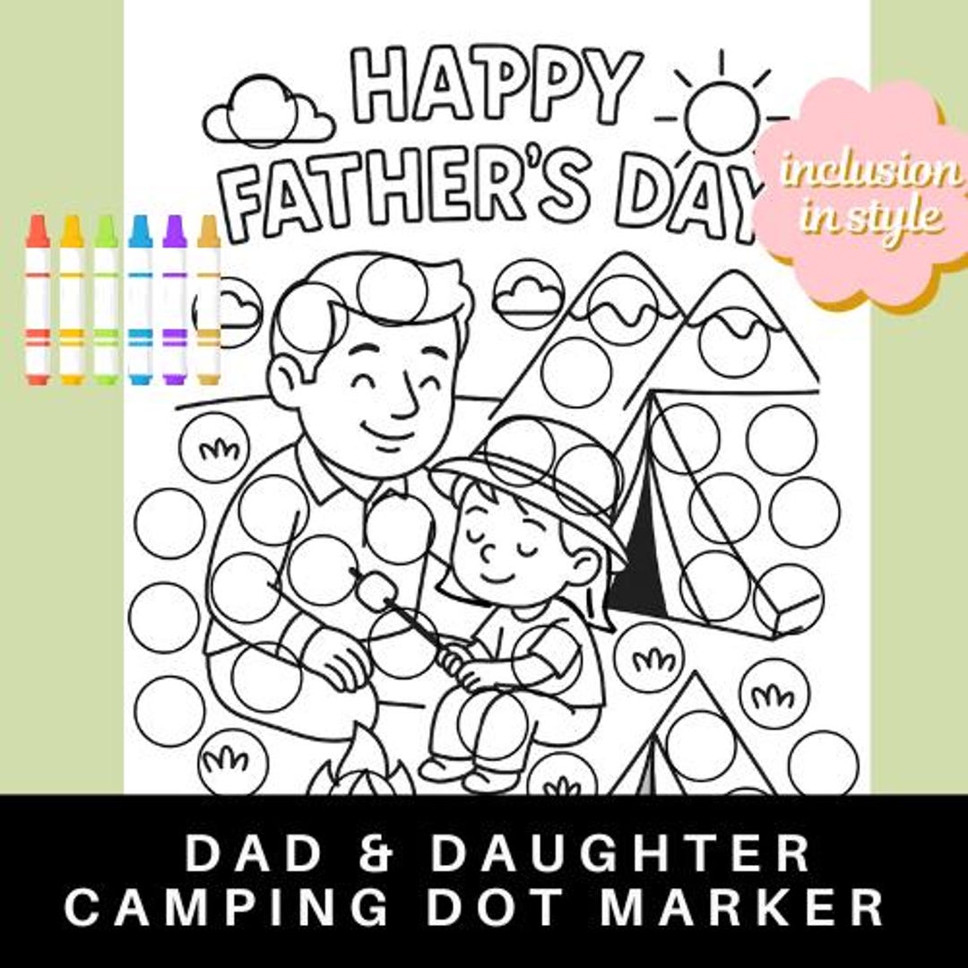 Father's Day Dot Marker Page: Dad & Daughter Camping - Etsy