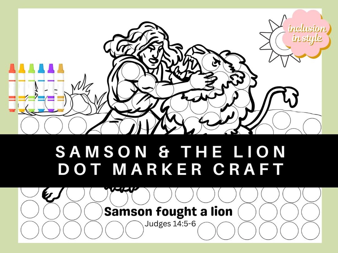 Samson Fights the Lion Sunday School Church Bible Dot Marker Craft - Etsy