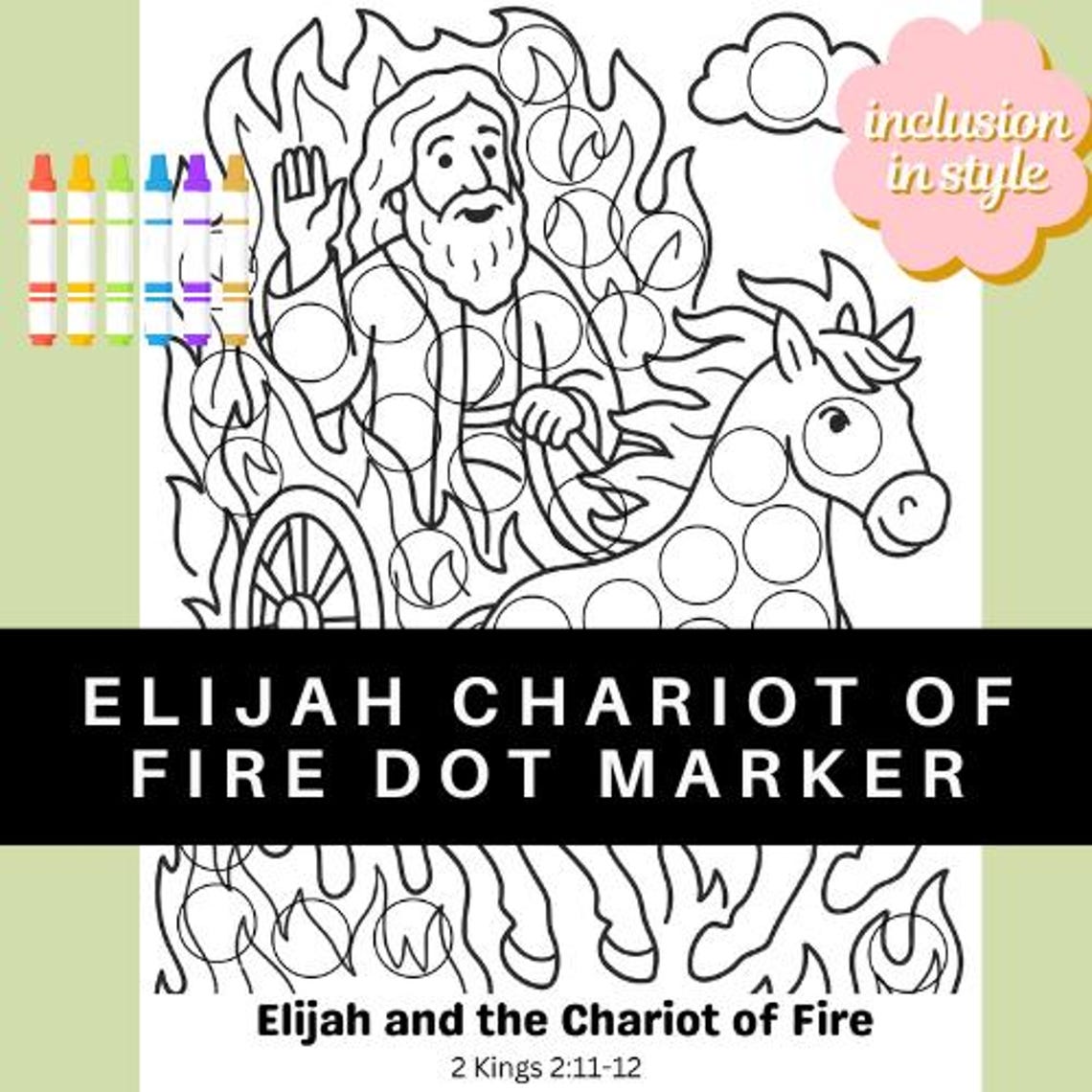 Elijah and the Chariot of Fire Dot Marker Coloring Page | Bible Story ...