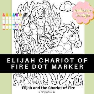 Elijah and the Chariot of Fire Dot Marker Coloring Page | Bible Story ...