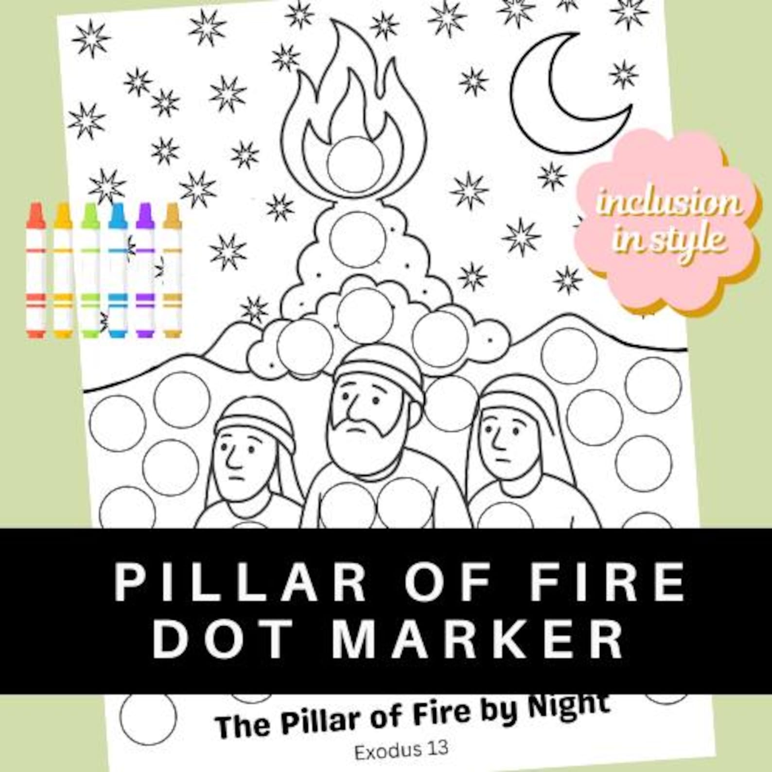 Israelites Follow the Pillar of Fire by Night Dot Marker Craft | Bible ...