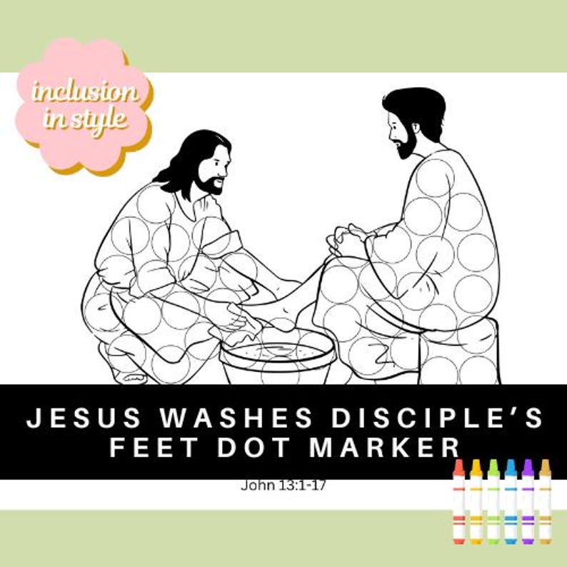 Jesus Washes Disciples Feet Bible Dot Marker Sunday School Church Craft ...